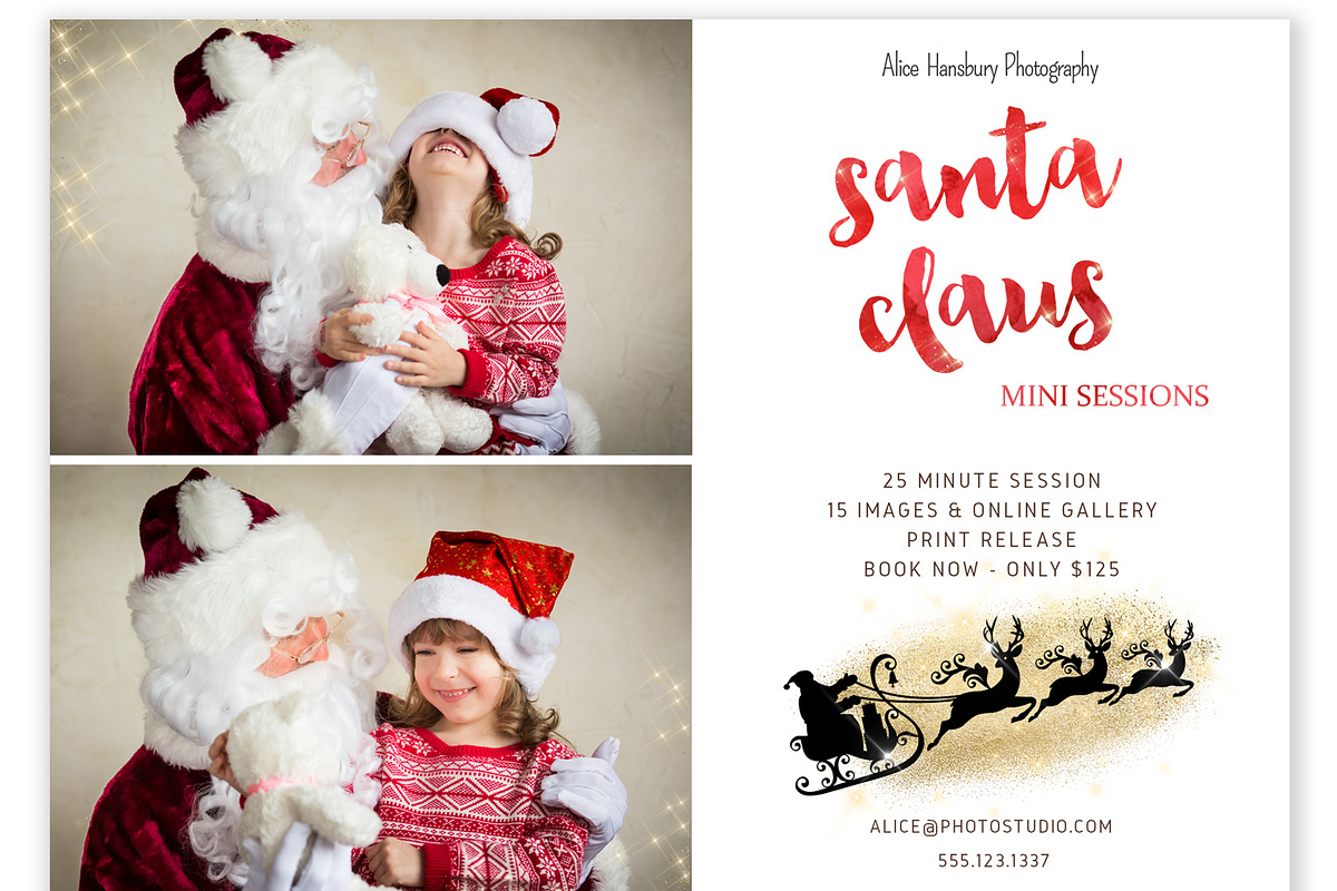 Santa Claus Mini Session Template, a Flyer Template by MockTurtleStudio