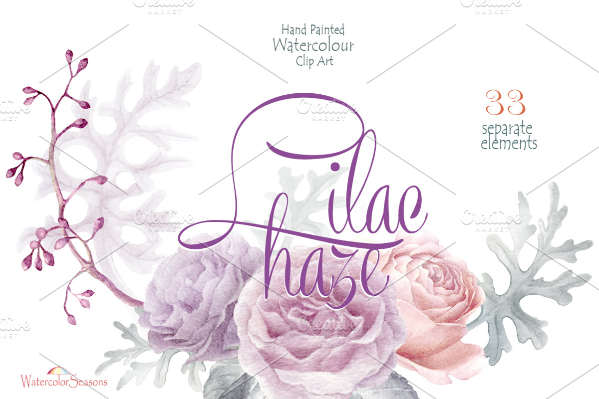 Lilac haze elements, a Graphic by WatercolorSeasons