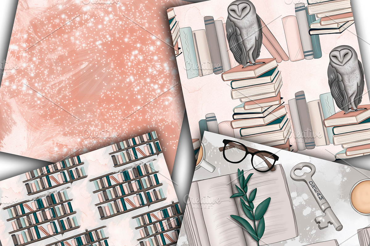 My Bookworm Life Clipart & Patterns, an Education Illustration by Tanya ...