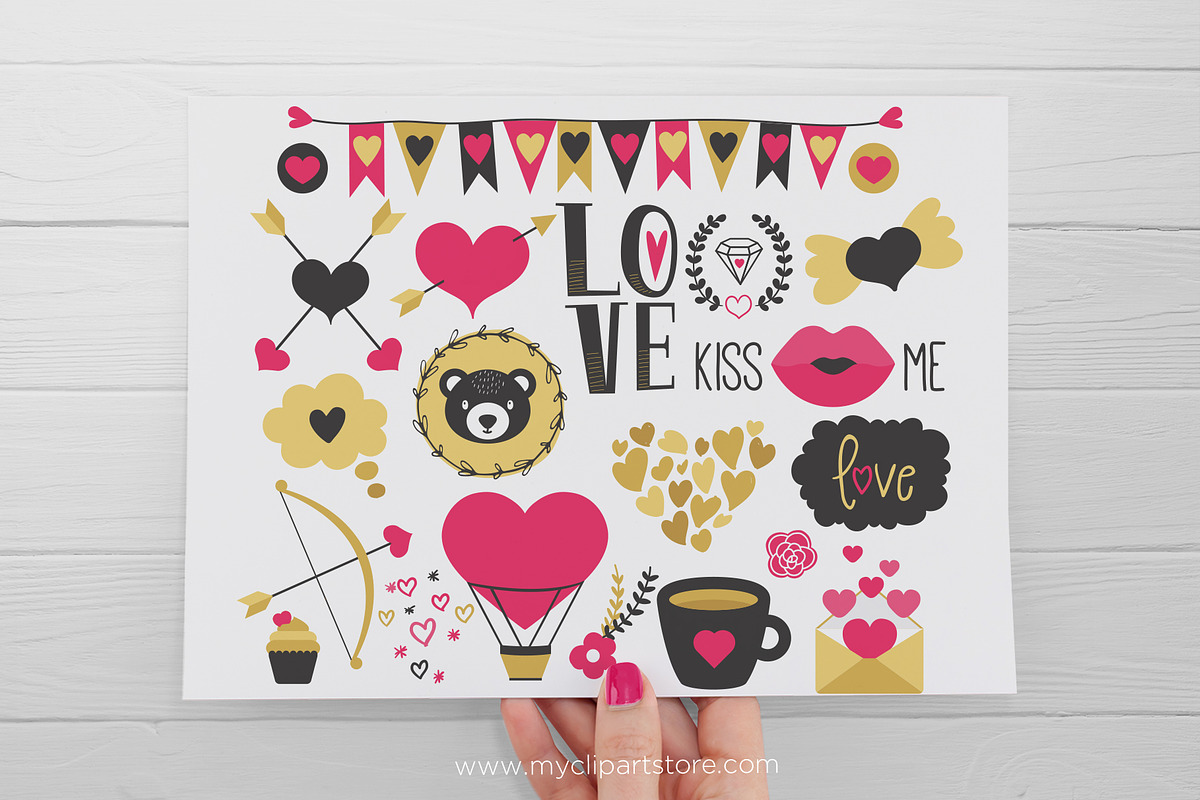 Valentine Doodles Clipart, SVG, an Illustration by MyClipArtStore