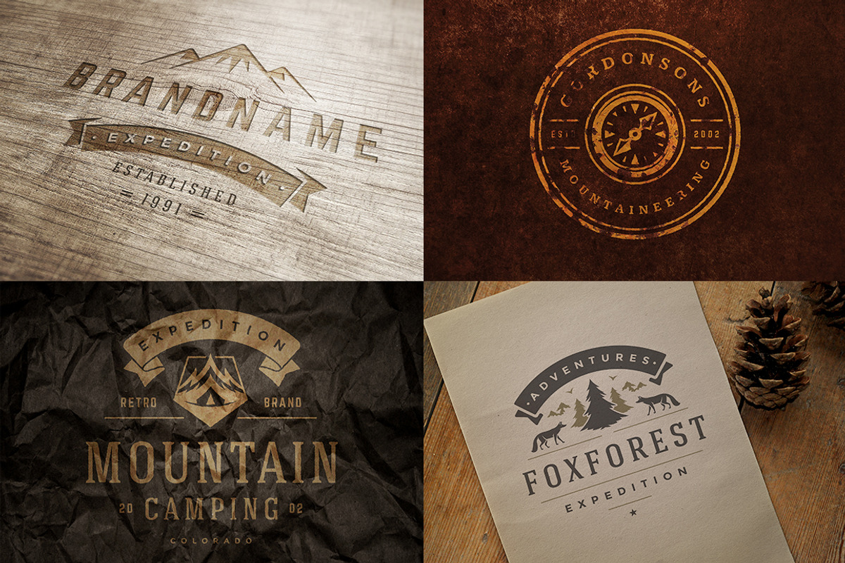 50 Outdoor logos and badges, a Branding & Logo Template by Vasya Kobelev
