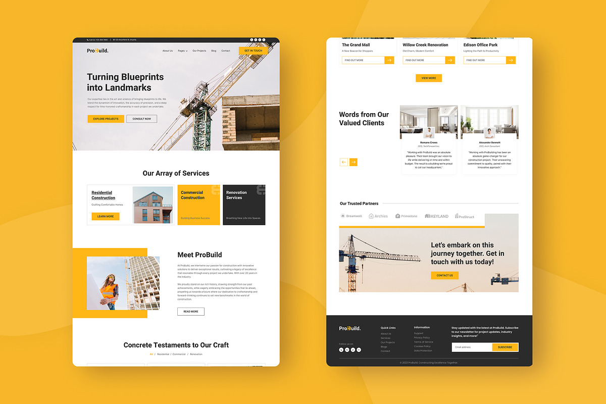 ProBuild - Construction Landing Page, an UI Kit Template by peterdraw