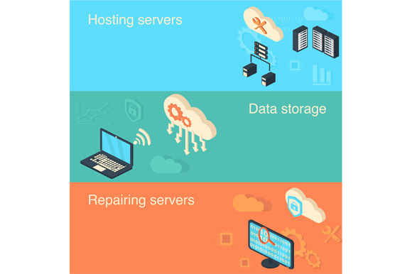 Hosting, Data storage, banners set, a Graphic by OnBlast