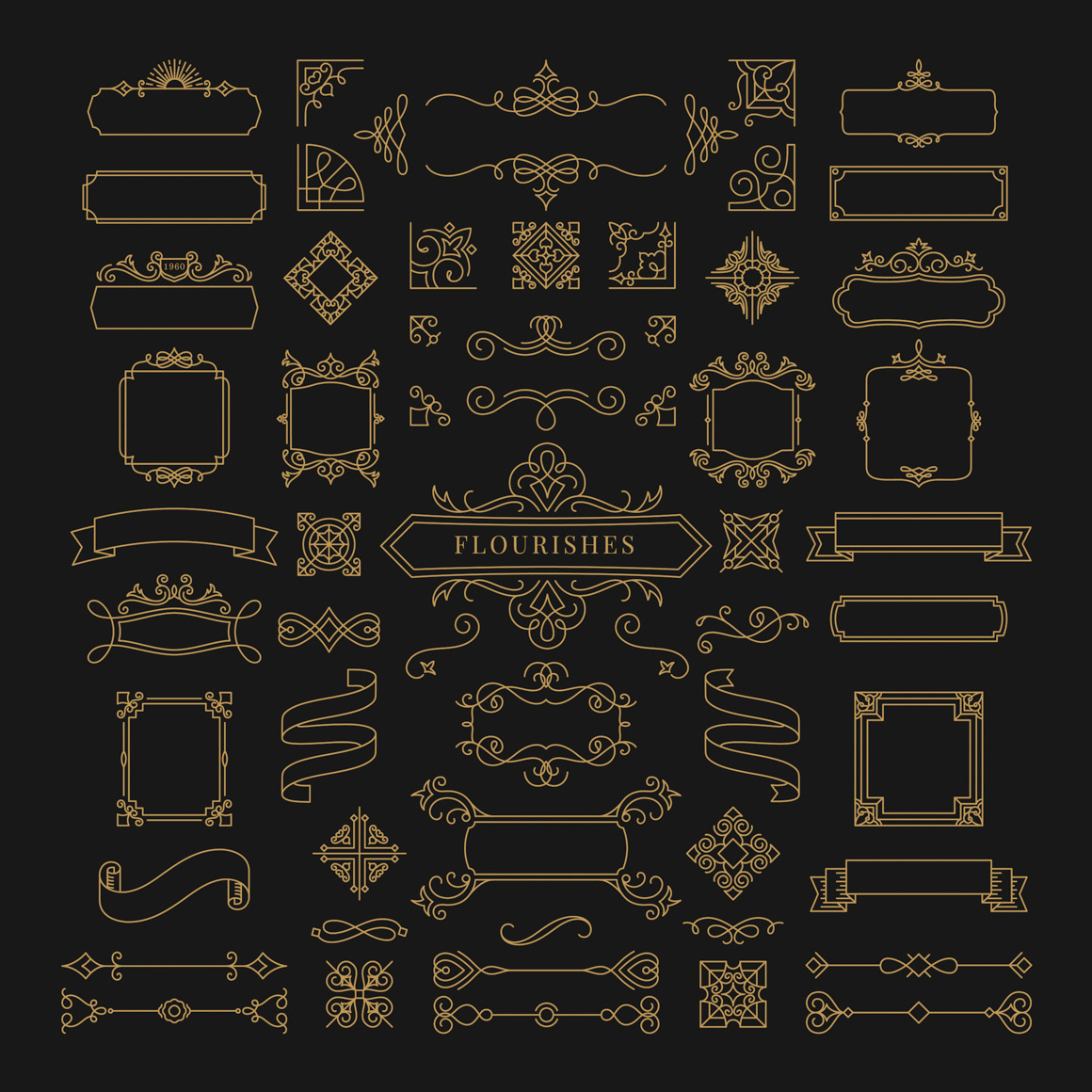 Flourishes vintage ornament frame, a Decorative Illustration by ...