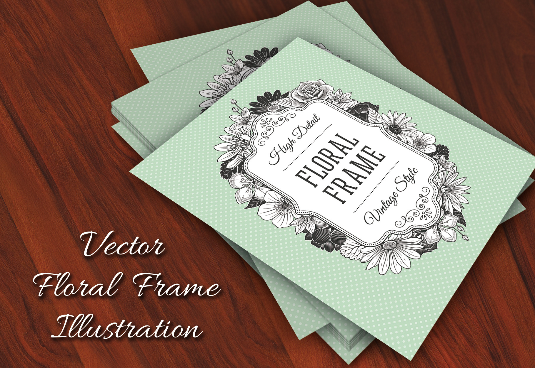 Vector Vintage Flower Label, a Decorative Illustration by Pingebat