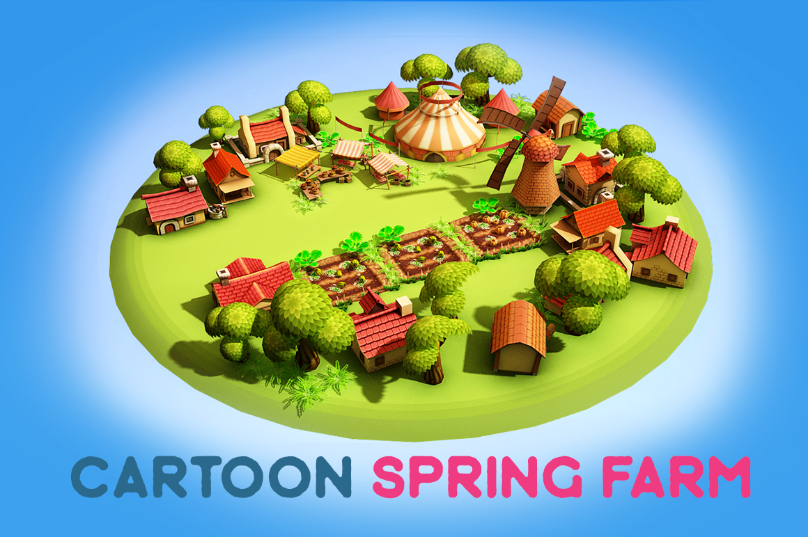 Cartoon Spring Farm, an Environmental 3D Model by Souchenki