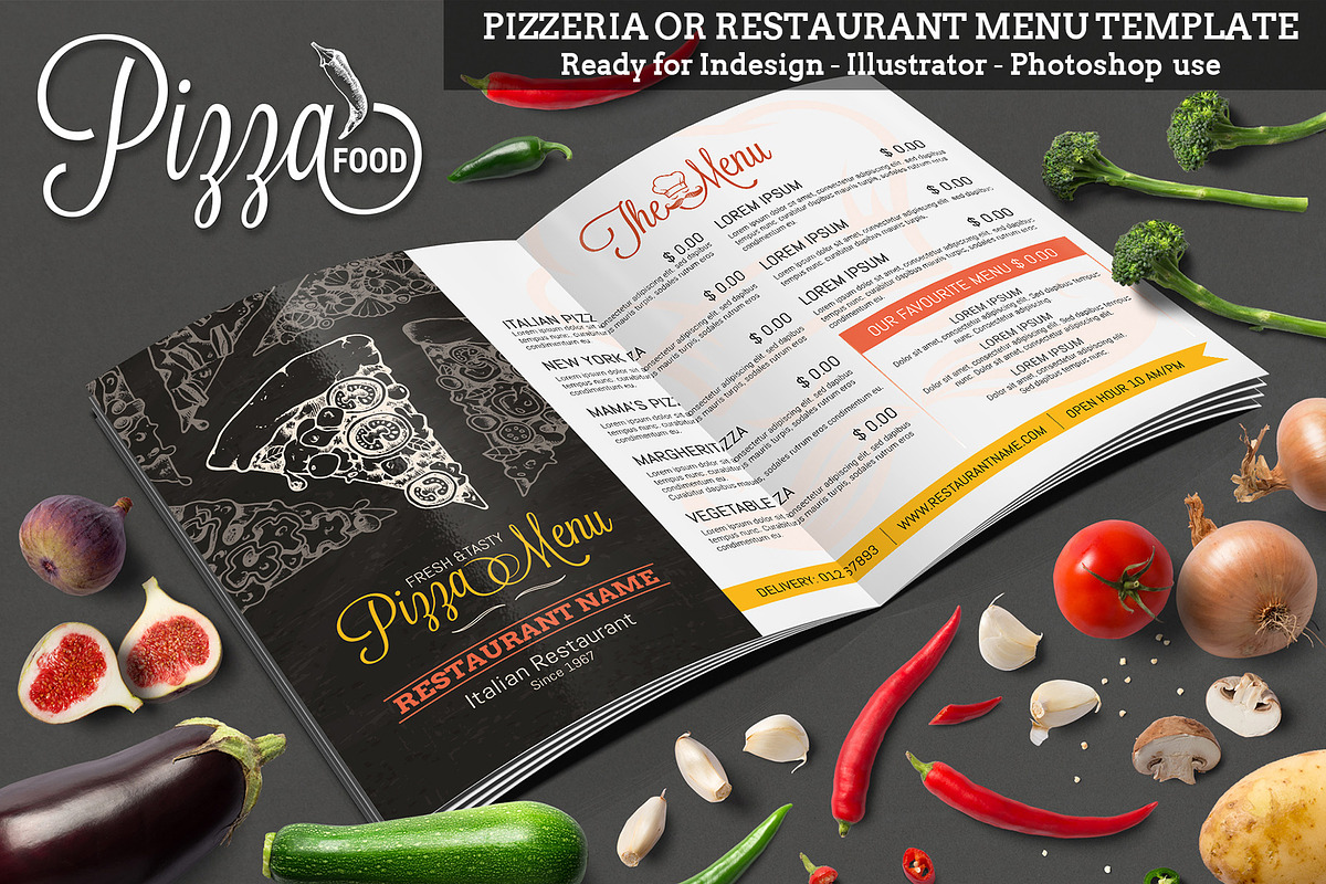 Pizzeria or Restaurant Menu Template, a Brochure Template by Pingebat