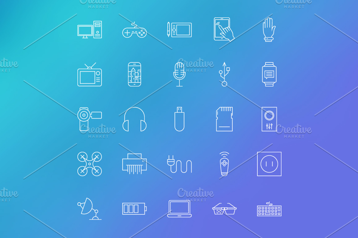 Gadgets Line Art Icons, an Outline Icon by Anna_leni | Creative Market