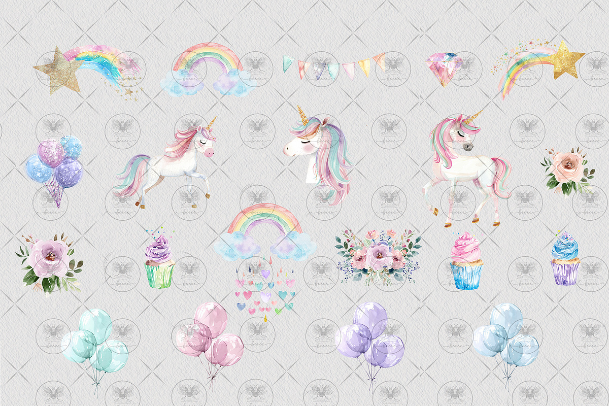 Unicorn magical Watercolor Clipart