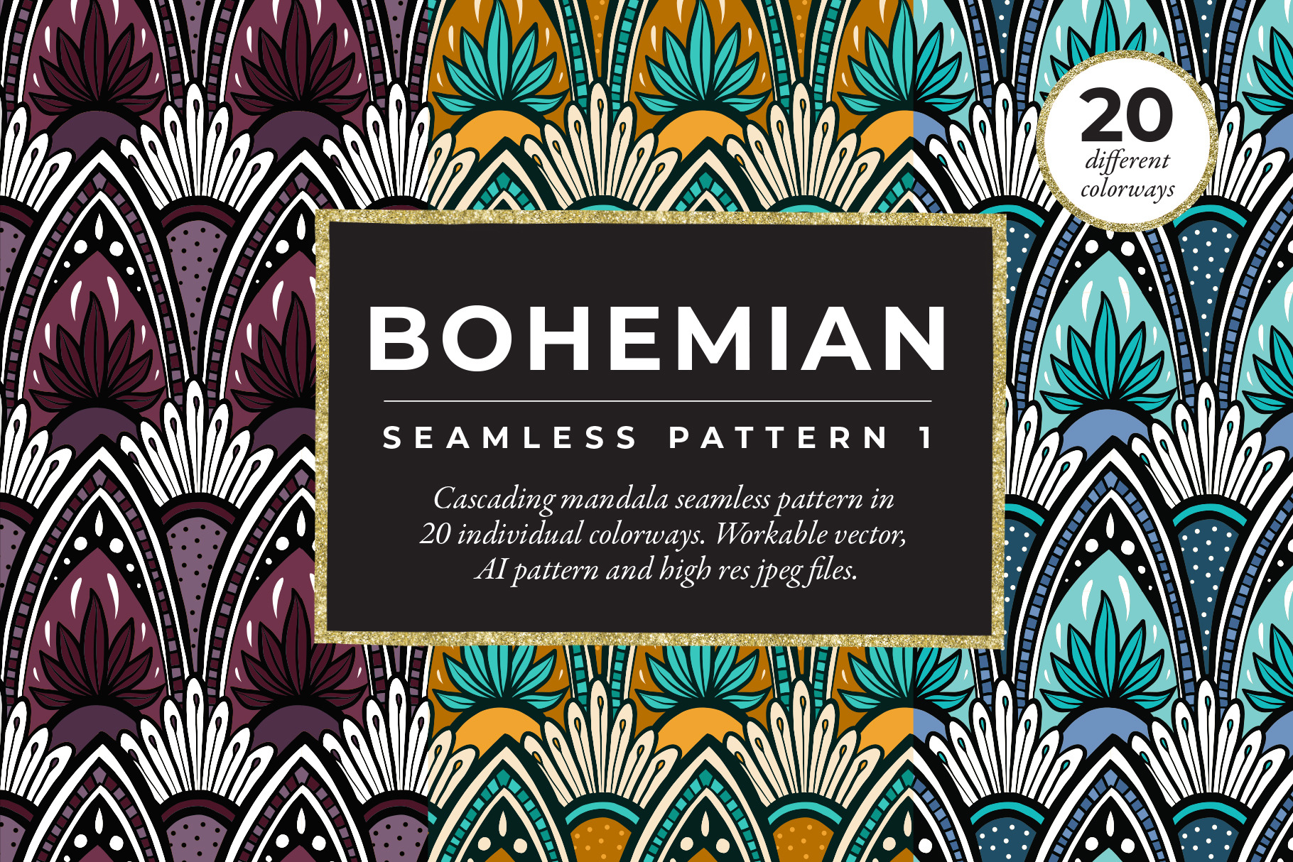 Bohemian Seamless Pattern Pack 1, a Pattern Graphic by Colour Cult ...