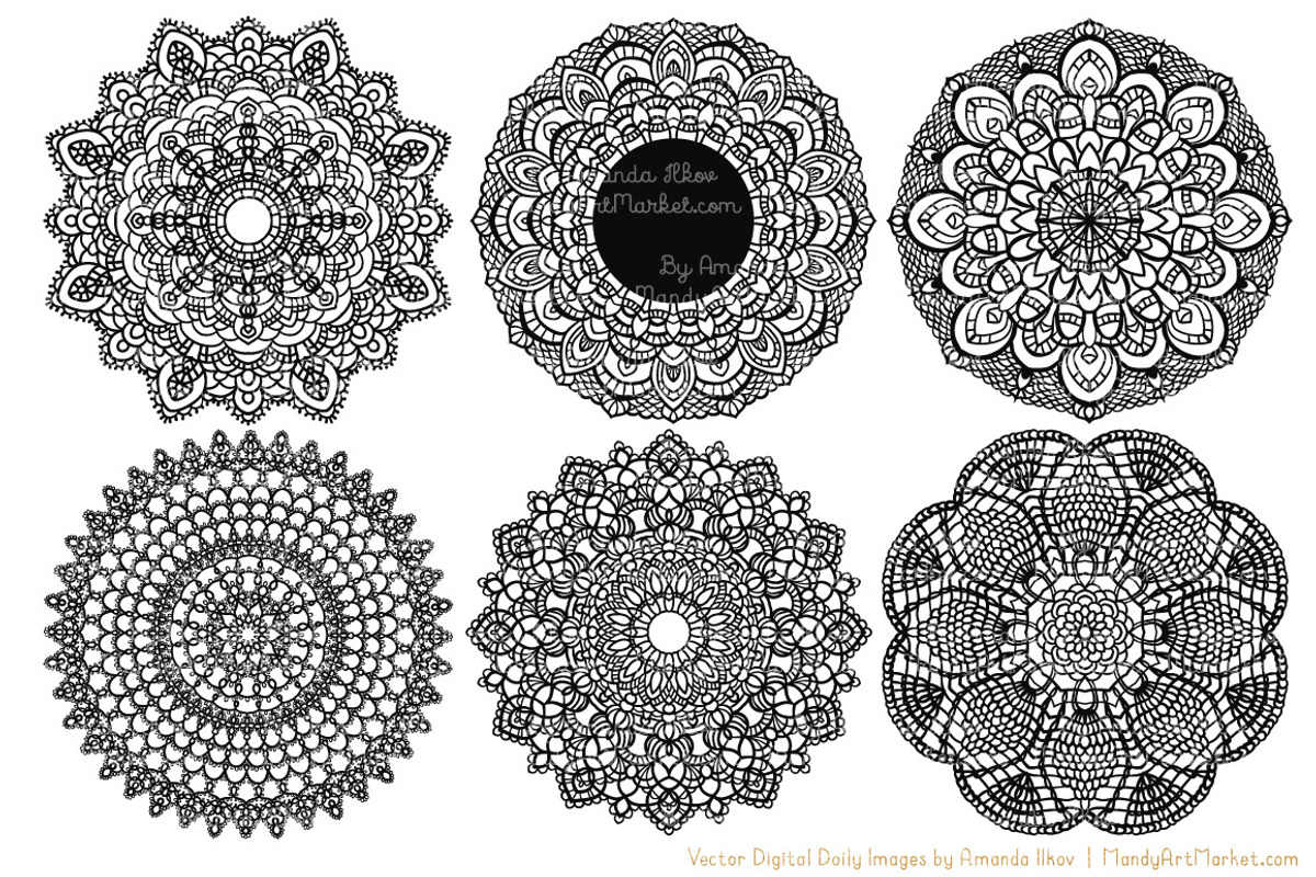 Black Lace Doily Clipart & Vectors, an Illustration by Amanda Ilkov