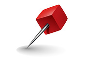 Red pushpin with shadow isolated on, an Object Graphic by the8monkey