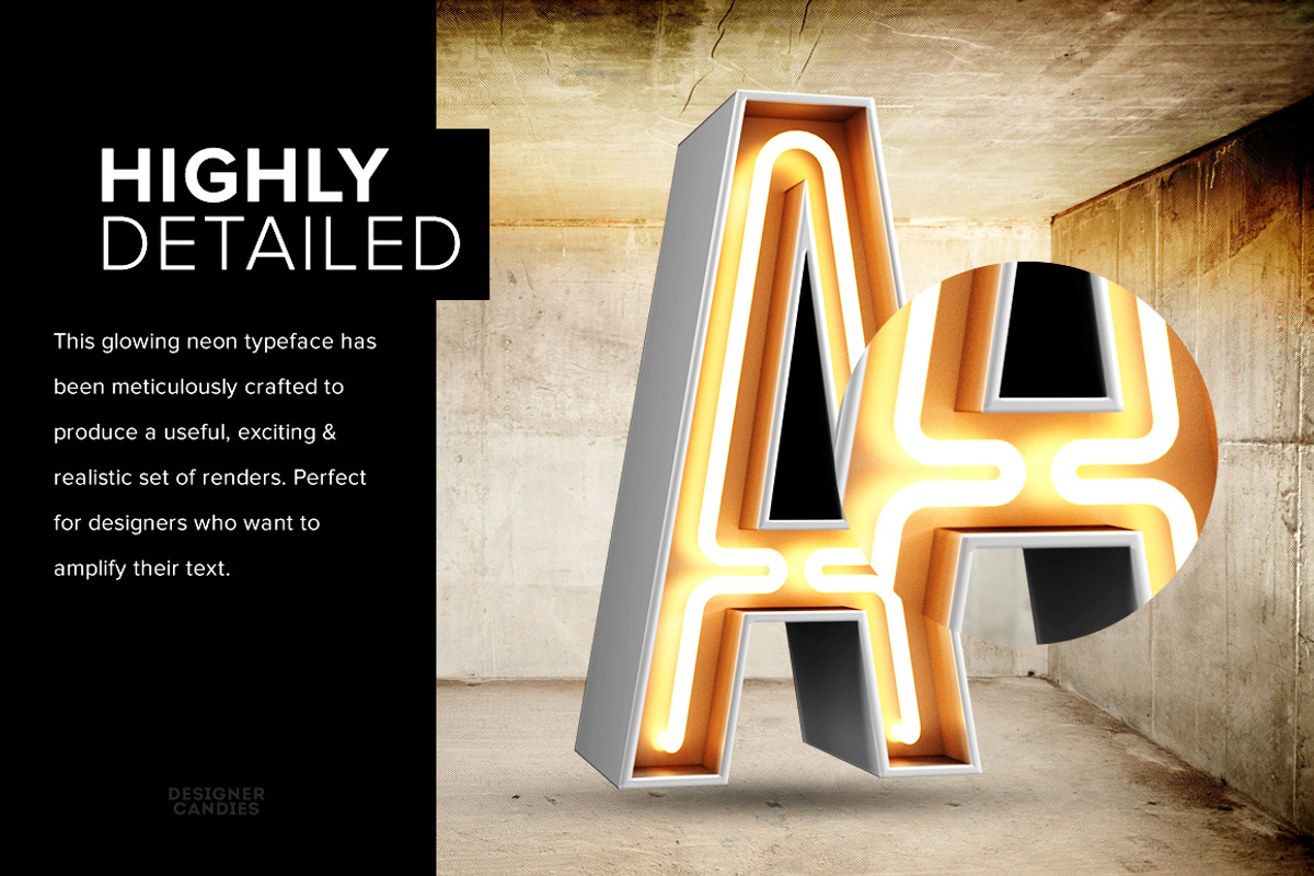 3D Neon Lettering Pack, a Graphic by DesignerCandies