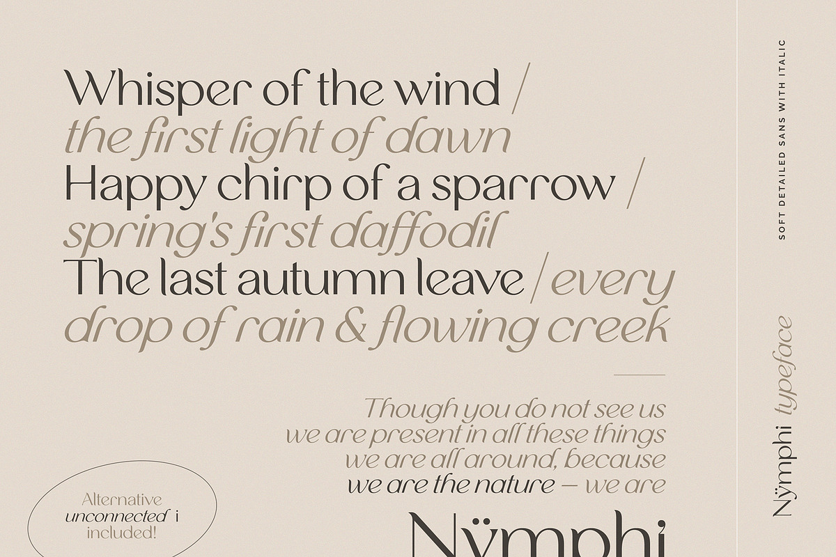 Nÿmphi typeface - soft sans with italic