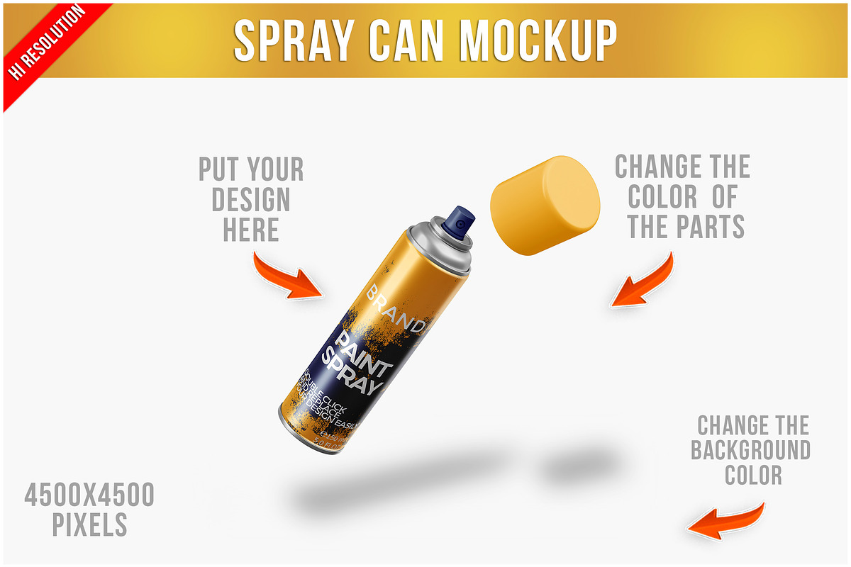 Spray Can Mockup PSD, a Packaging Mockup by Bruno's Shop