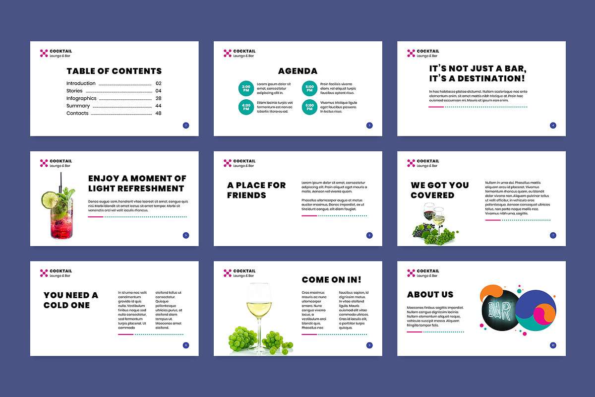 Presentation Lounge Bar, a Presentation Template by TemplatesNow!
