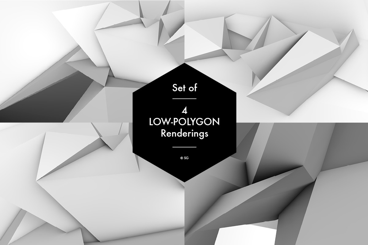 Set of 4 Low-Polygon Renderings, a Background Graphic by helloSG ...