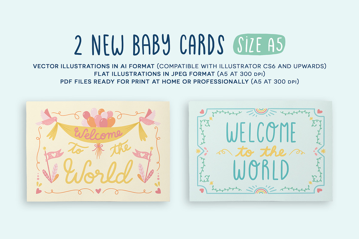 Kids Greeting Cards - Vector, a Card Template by Carole Chevalier