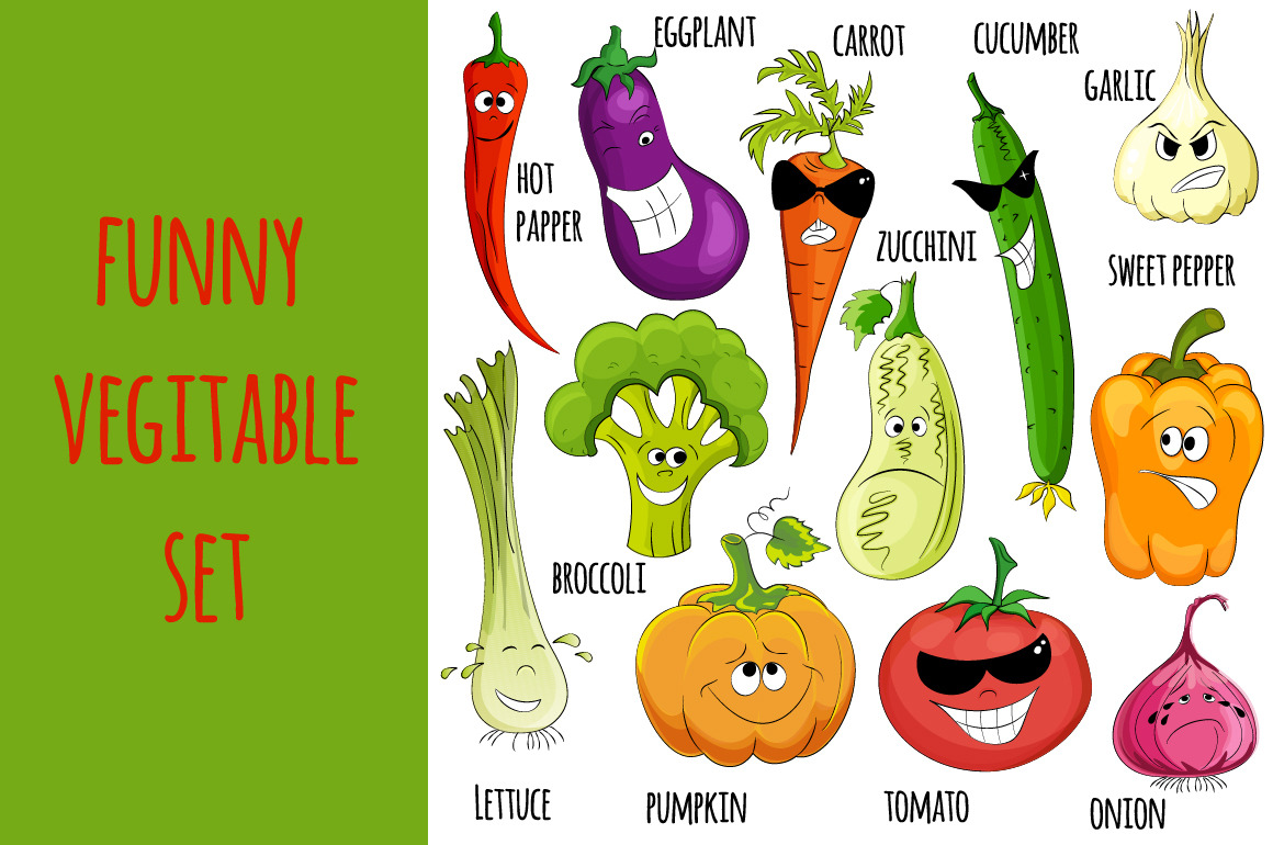 Funny Vegitable set. Smile ), a Food Illustration by chereshenka
