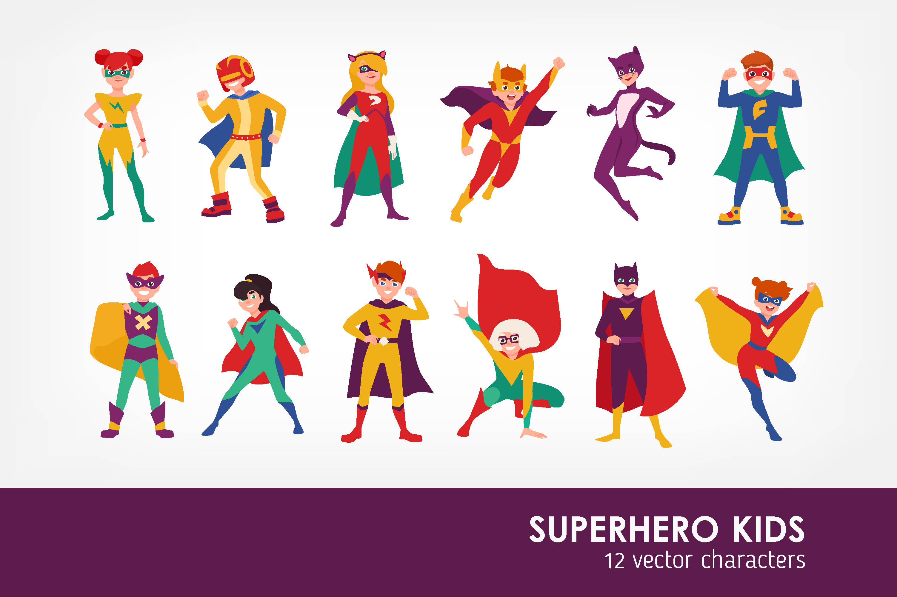 Kids superheroes character set, a Person Illustration by Good Studio