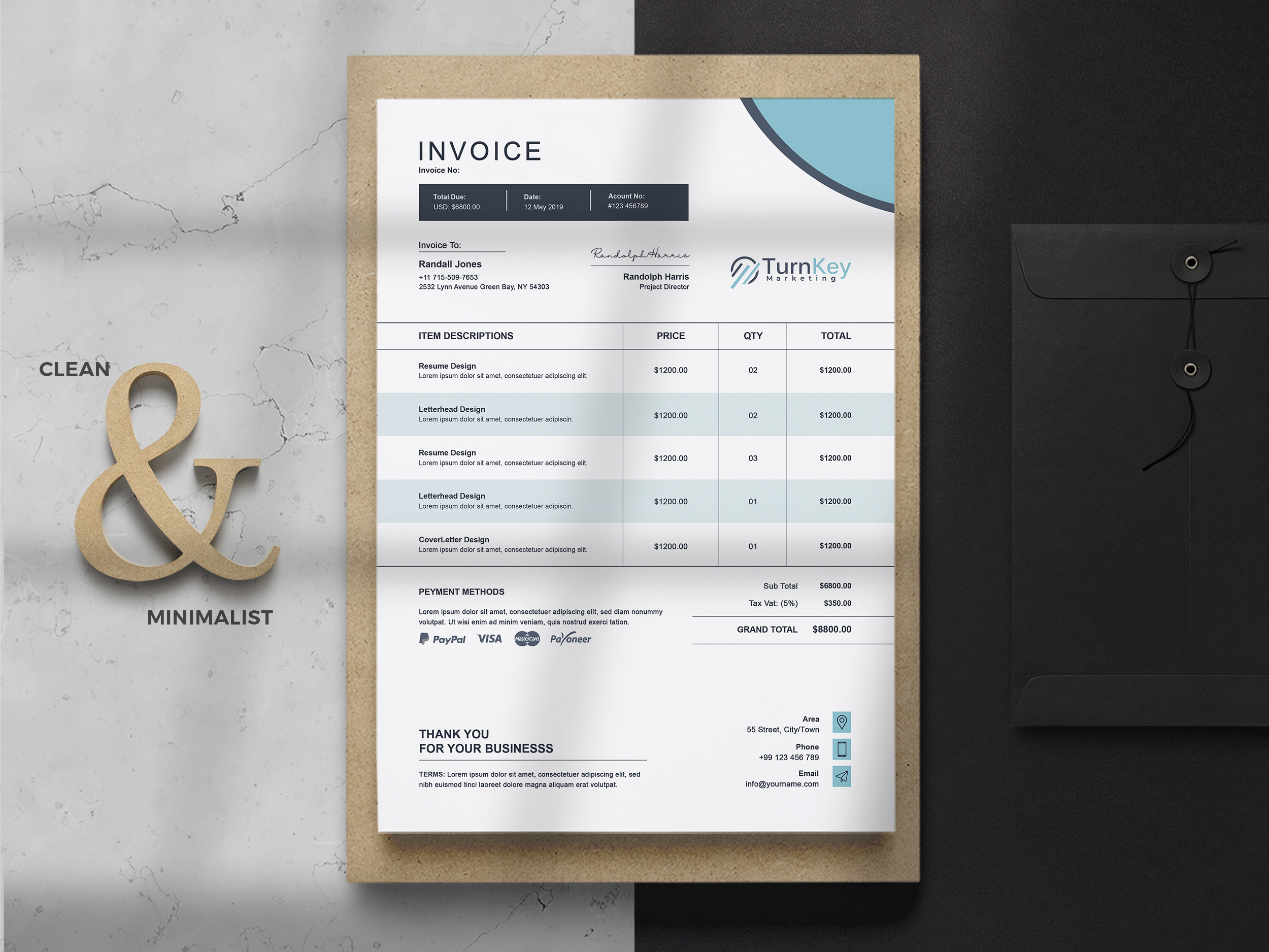 Invoice Template editable in MS Excel | Creative Market