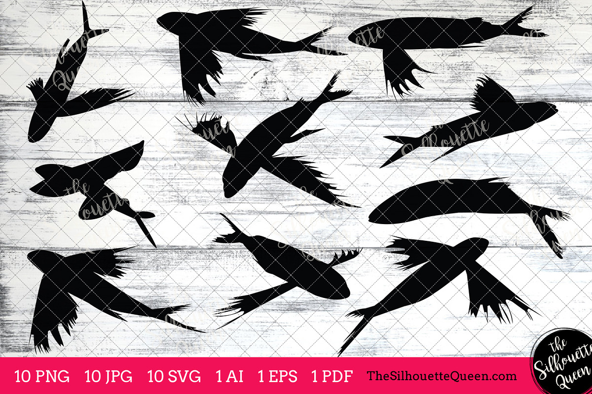 Flying Fish Silhouette Clipart Vecto, an Object Graphic by The ...