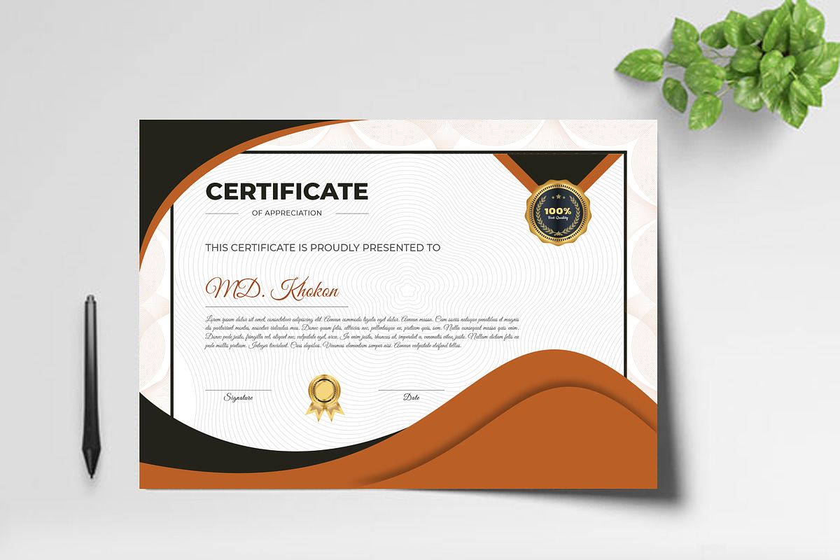 Modern Creative Certificate Design, a Stationery Template by MRI STUDIO