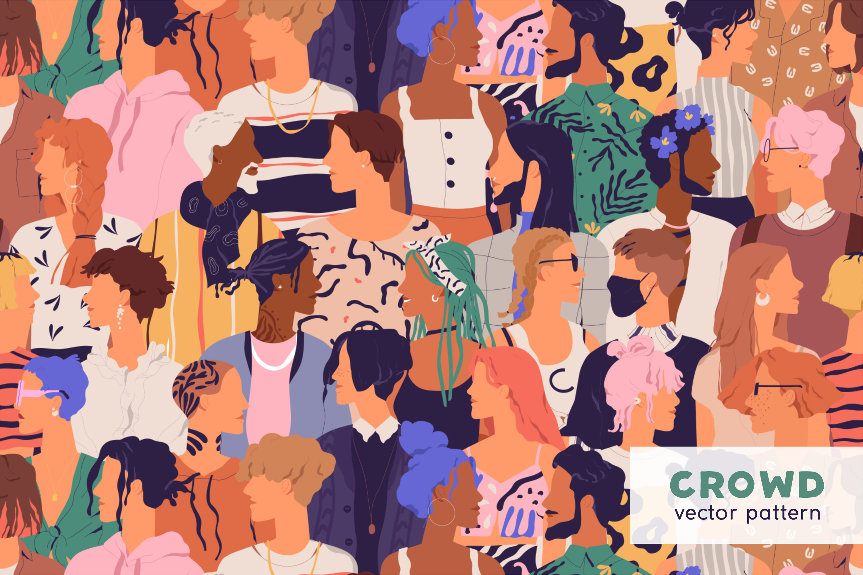 Crowd of people seamless pattern, a Pattern Graphic by Good Studio