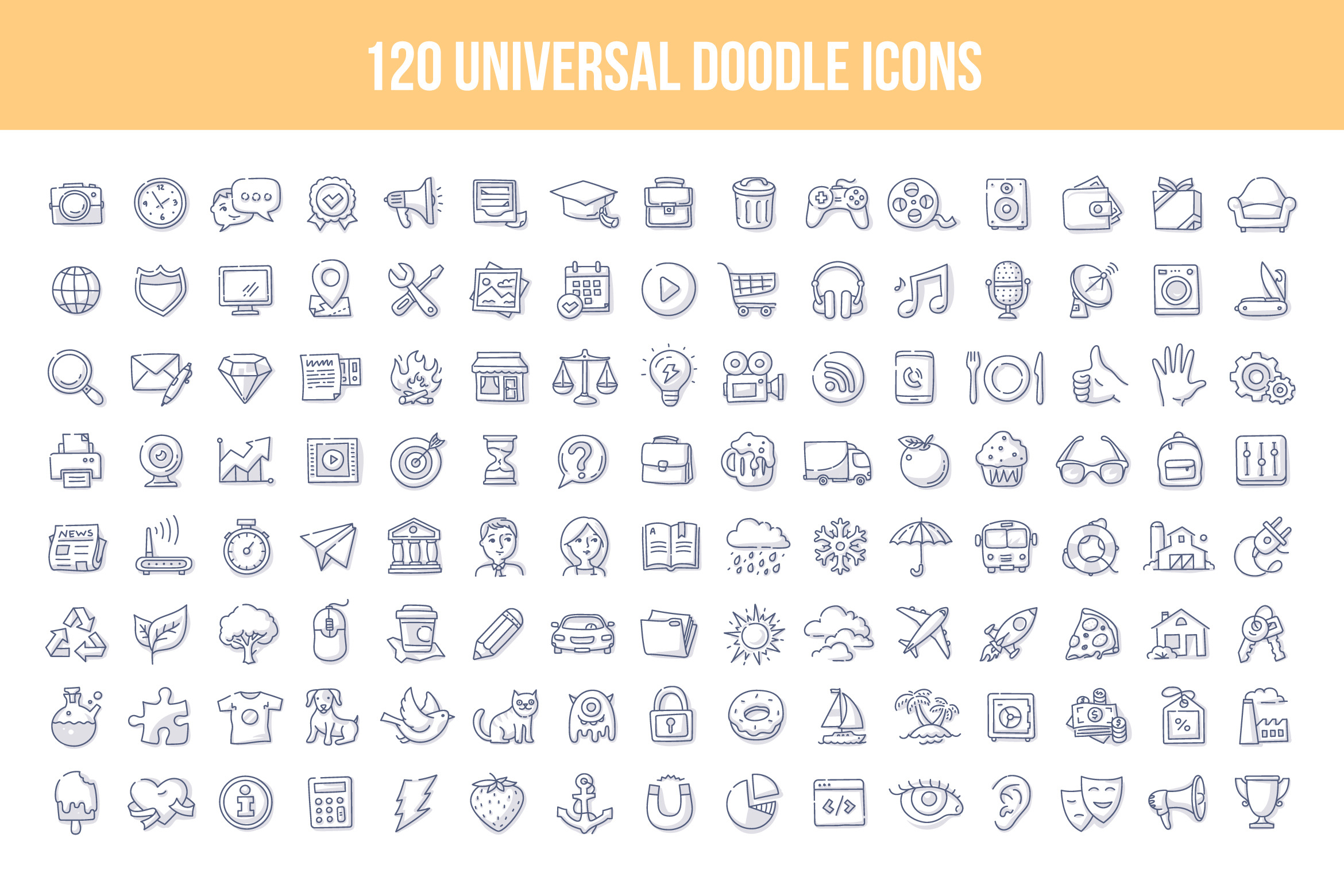 120 Universal Doodle Icons, an Icon by Rassko