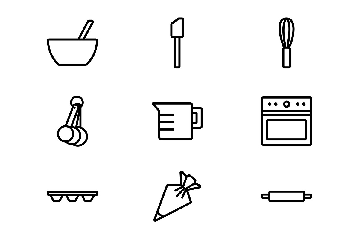 Baking Icon Set, an Outline Icon by 408StreetStudio | Creative Market