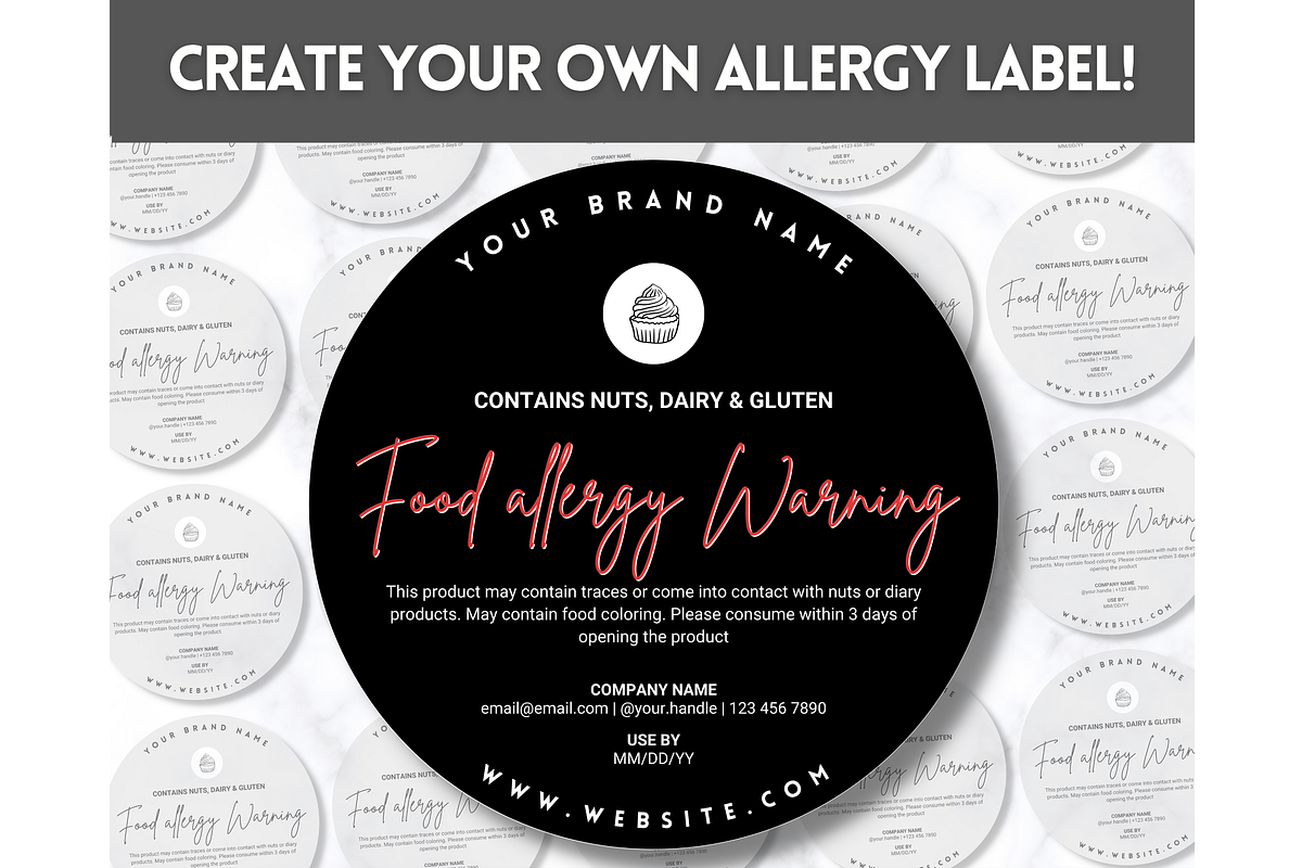 EDITABLE Food Allergy Label Template | Creative Market