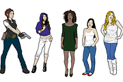 Hand Drawn Modern Women, a Work Illustration by HeroMachine Vector Art