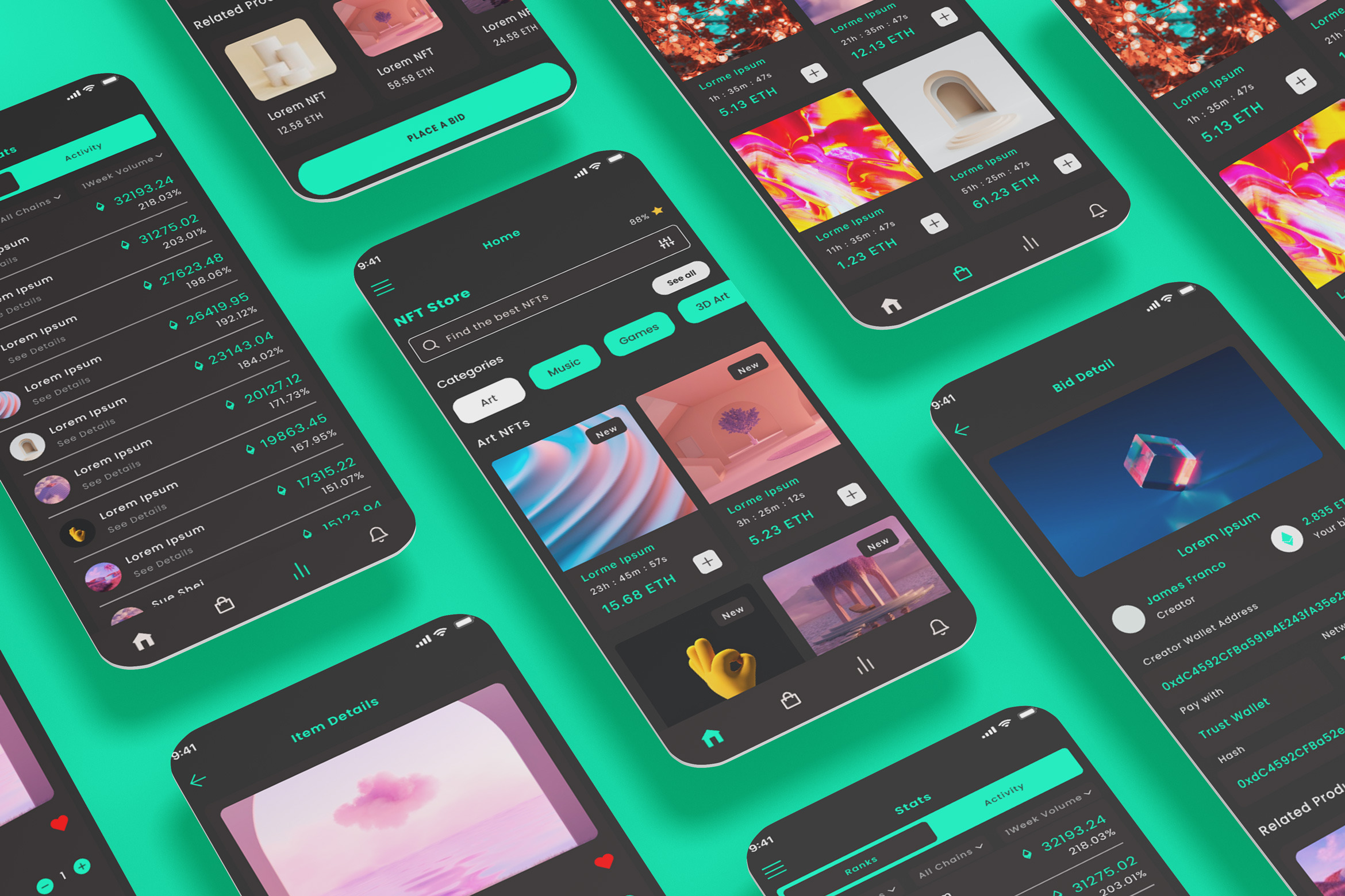 NFT Dark Marketplace & Crypto Art Black Store App
