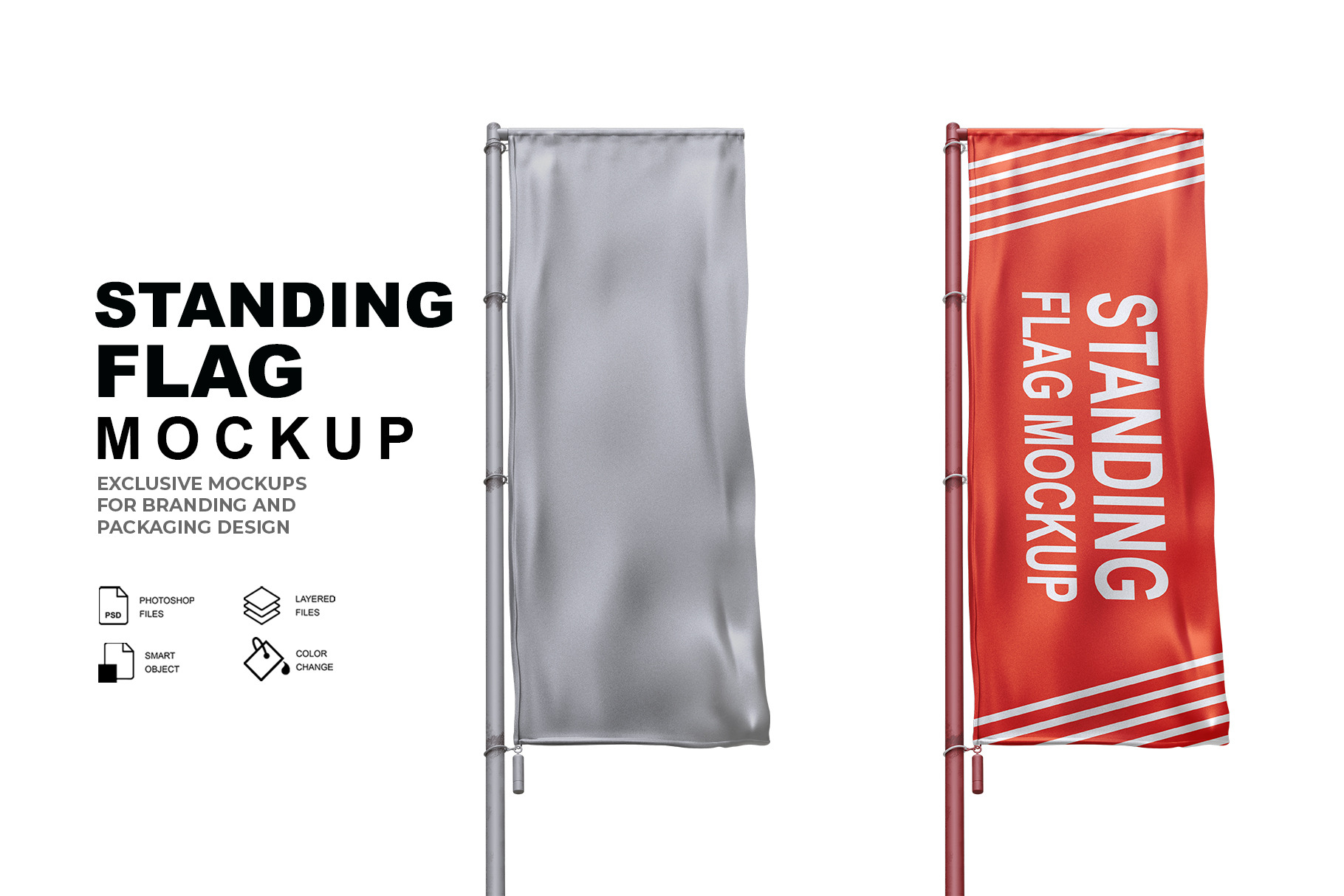Standing Flag Mockup
