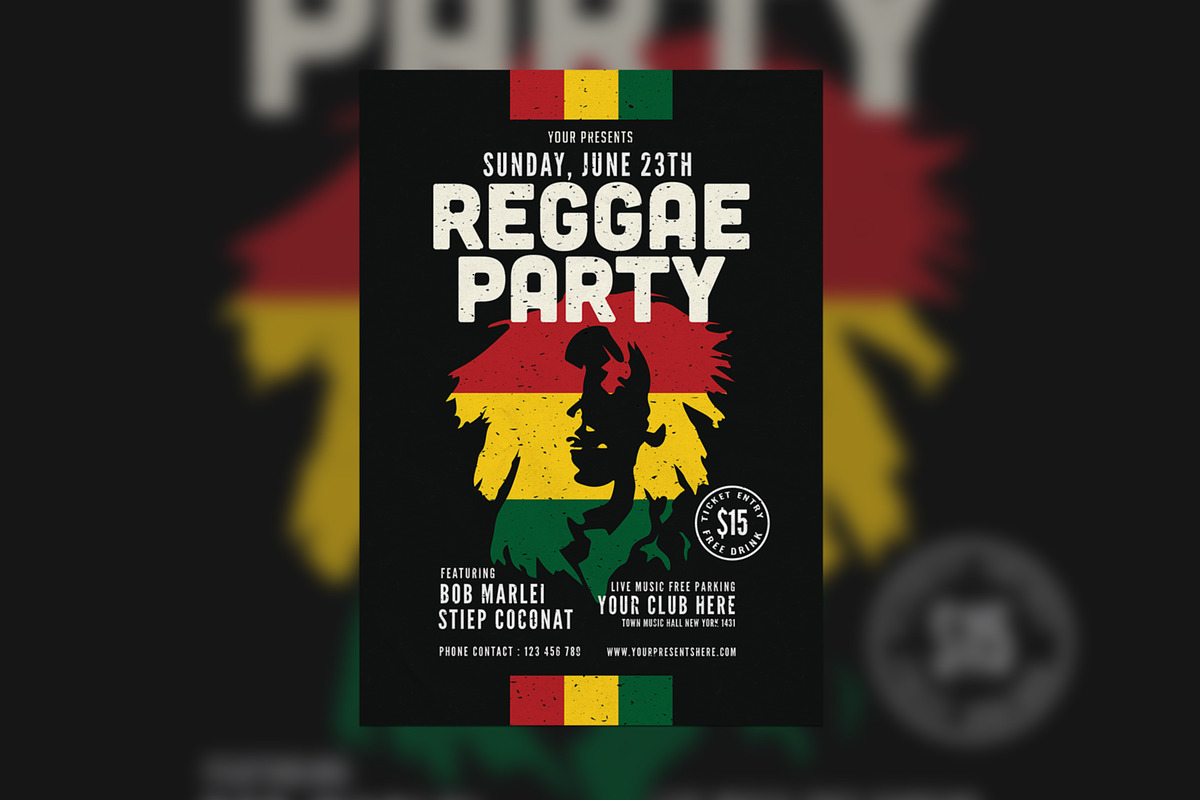 Reggae Party Flyer, a Flyer Template by lilyshop