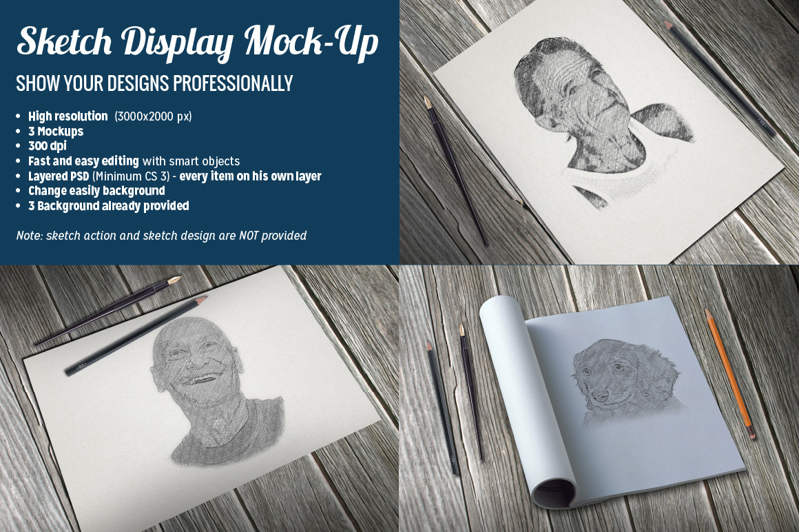 Sketch Display Mock-Up, a Pens & Pencil Mockup by Illusiongraphic