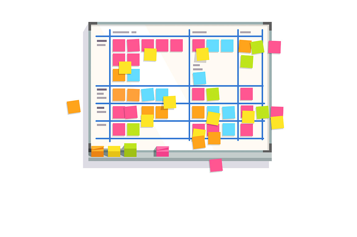 Scrum task board whiteboard, an Object Illustration by Iconicbestiary