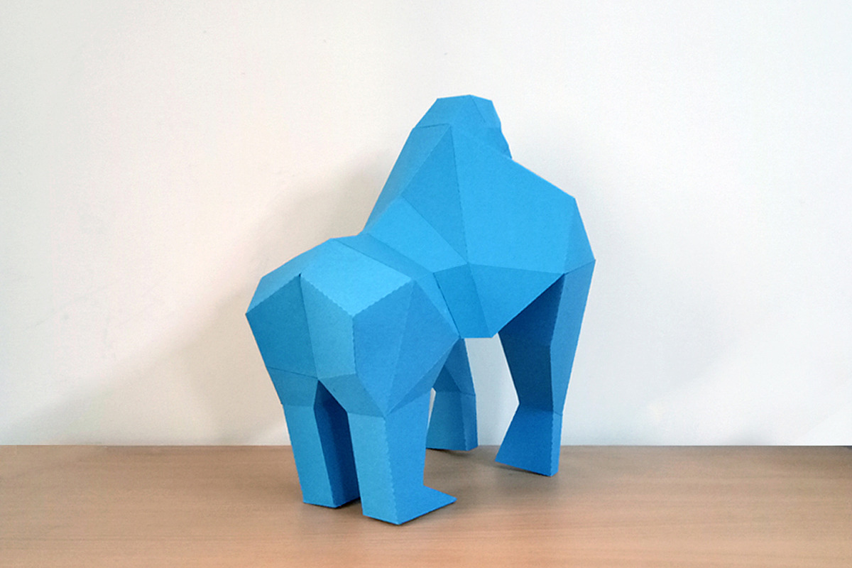 DIY Gorilla Papercraft Sculpture, a Templates & Theme by PAPER amaze
