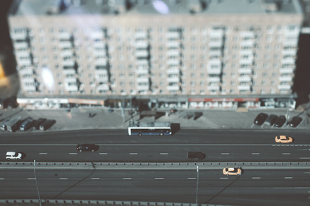 Tilt-shift view of highway, a Transportation Photo by SkyNext