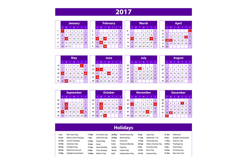 Paper Style 2017 Full Calendar, a Background Graphic by Rommeo79