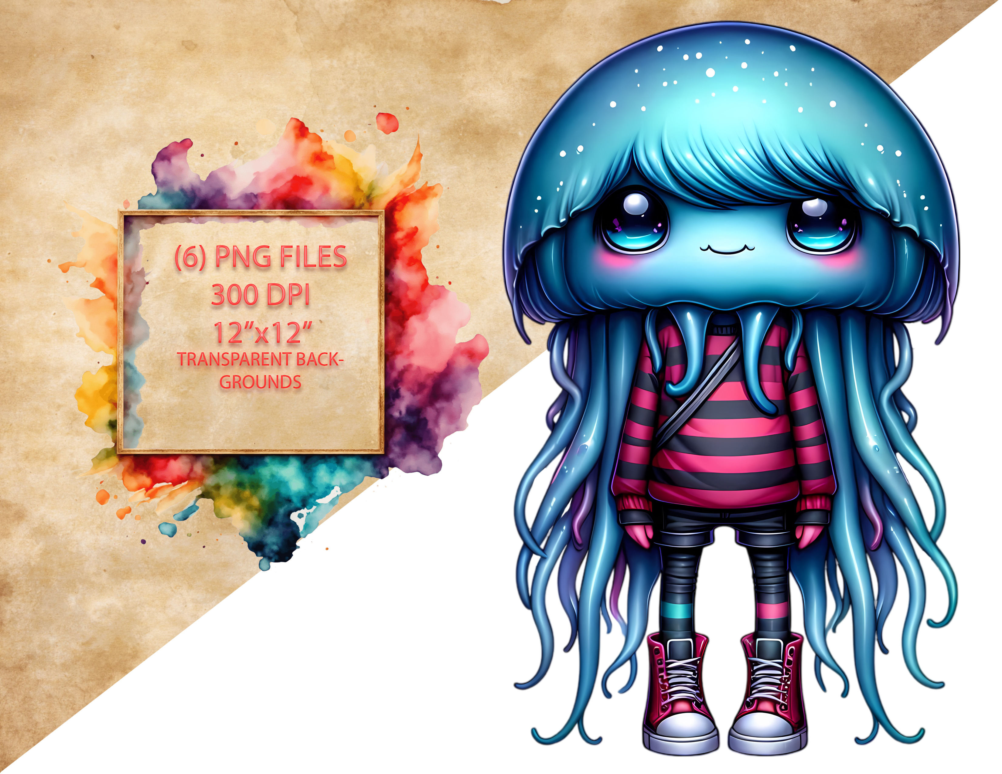 Cute Emo Jellyfish Clipart Set, an Animal Illustration by DoubleTwists ...