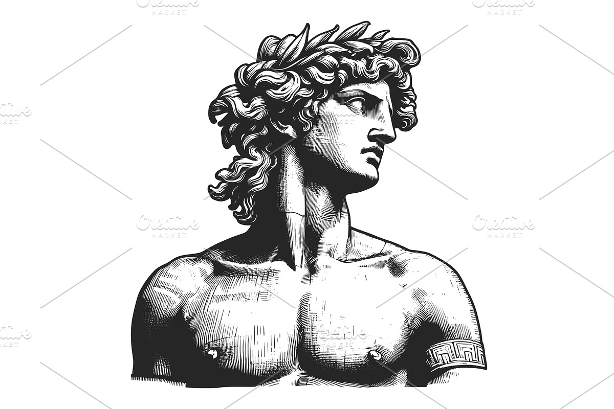 Classic Greek statue engraving, a Person Illustration by AlexArt