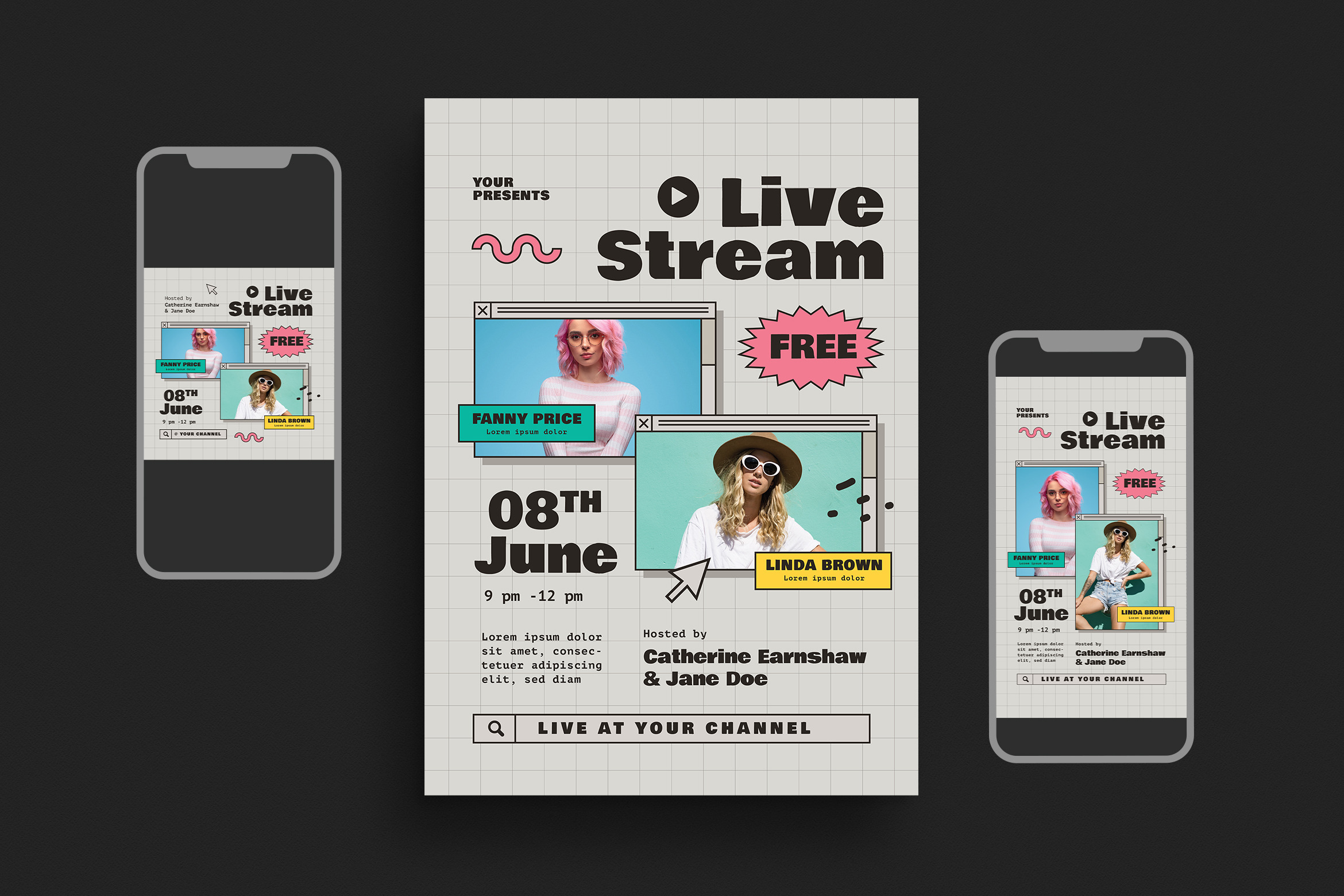 Live Stream Event Flyer Set, a Flyer Template by Guuver | Creative Market