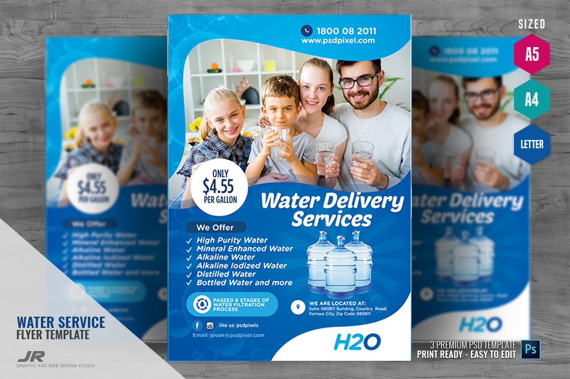 Drinking Water Delivery Flyer, a Flyer Template by PSDPixel