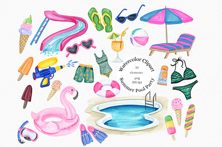 Boys Pool Party Clip Art | Illustrations ~ Creative Market