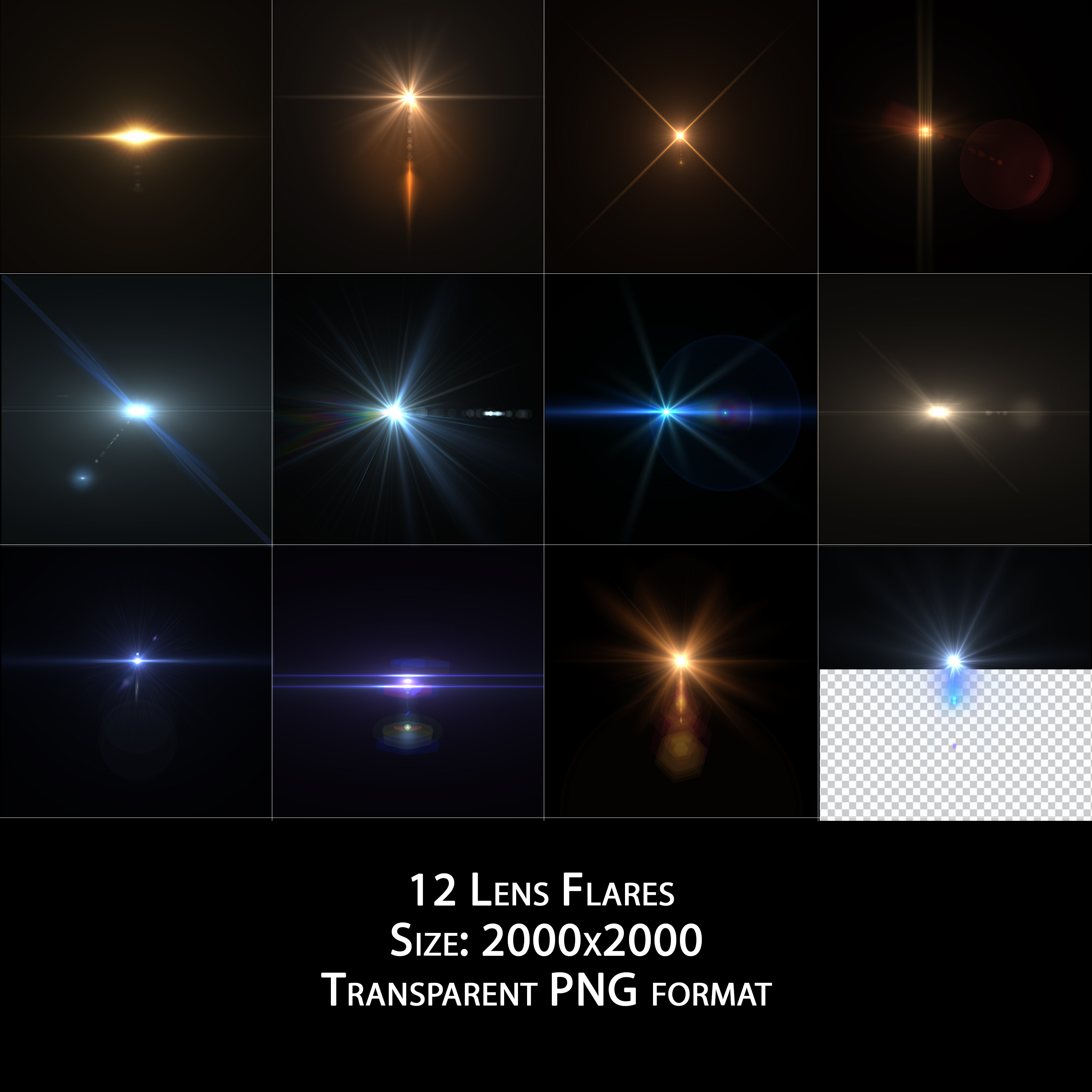 12 Optical Flares, an Object Graphic by RgraphicsDesign