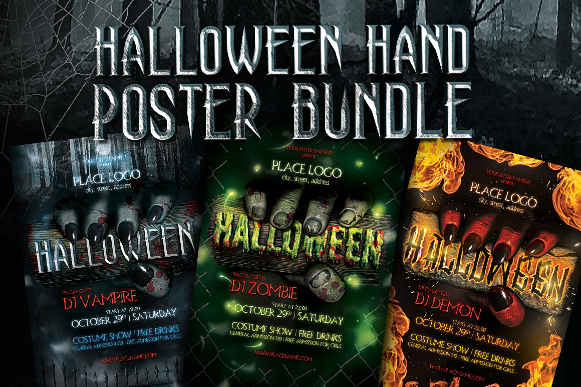 Halloween Hand Poster Templates, a Flyer Template by FonDrakes