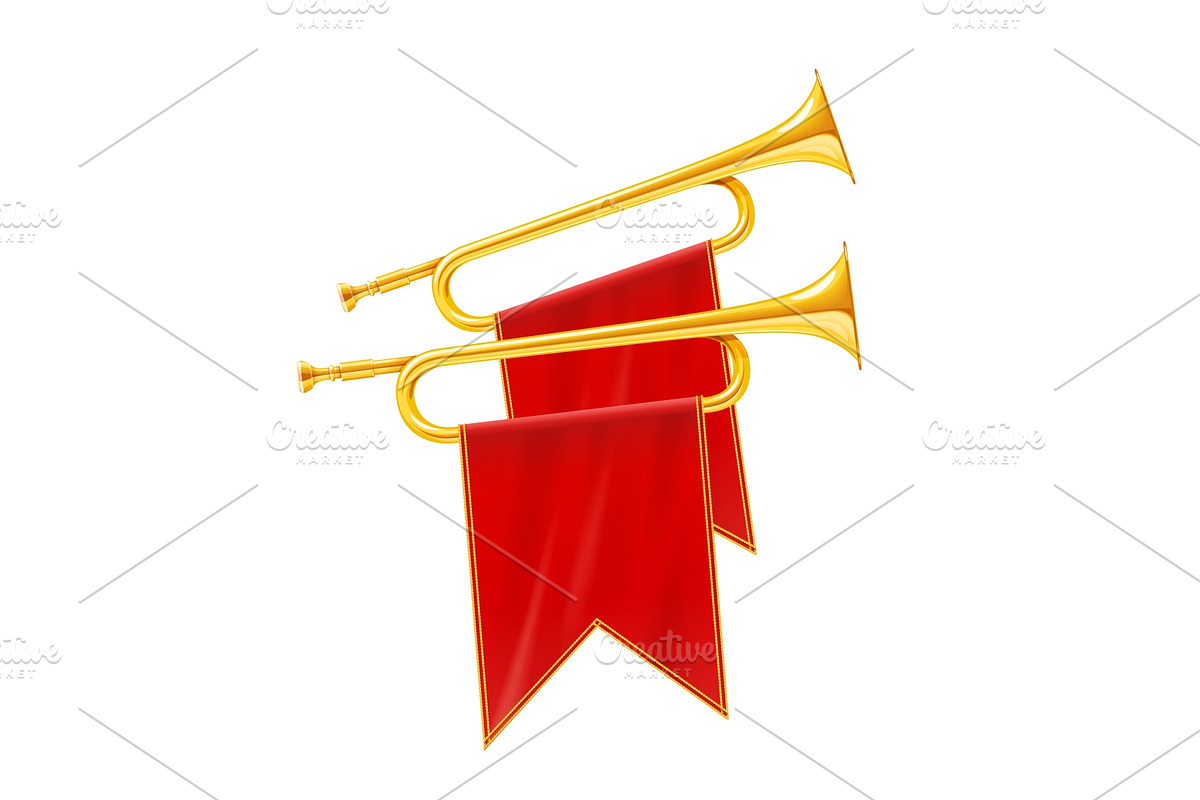 Golden royal horn trumpet with red, a Decorative Illustration by Aleksangel