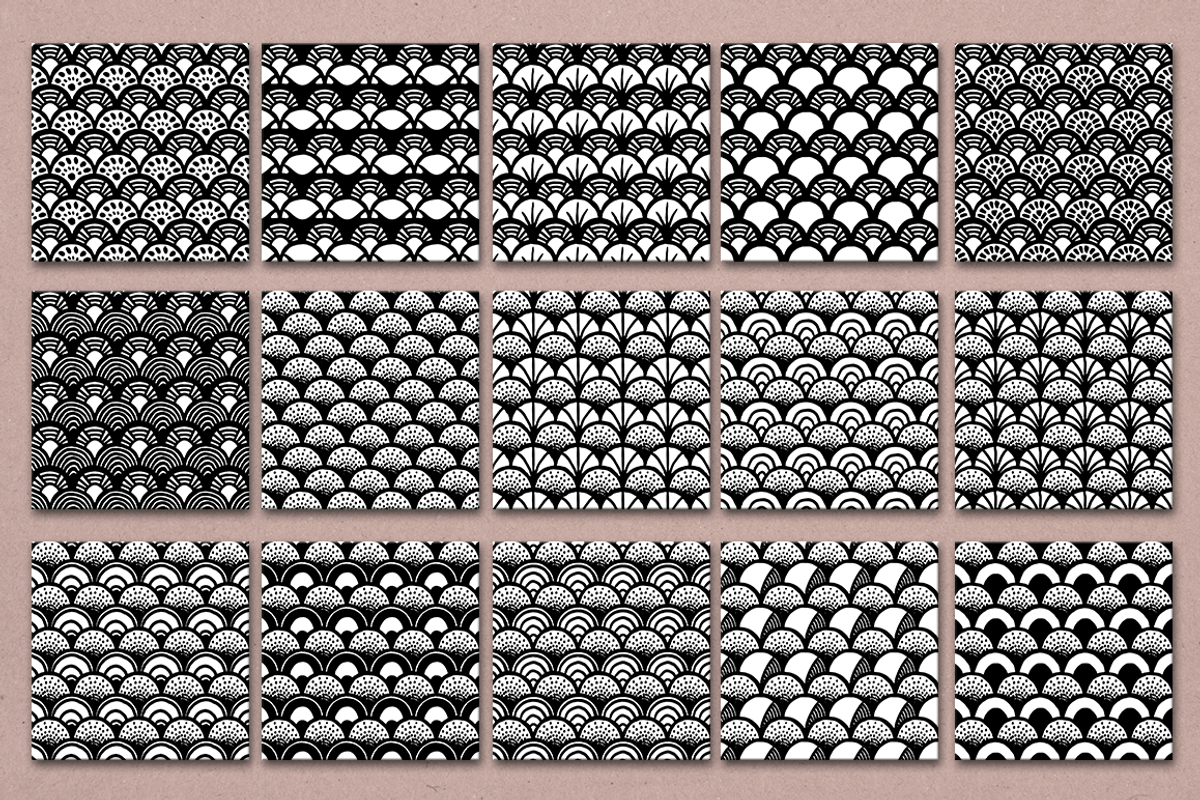 190 Handdrawn Scale Patterns, a Pattern Graphic by Monogram Fonts Co.