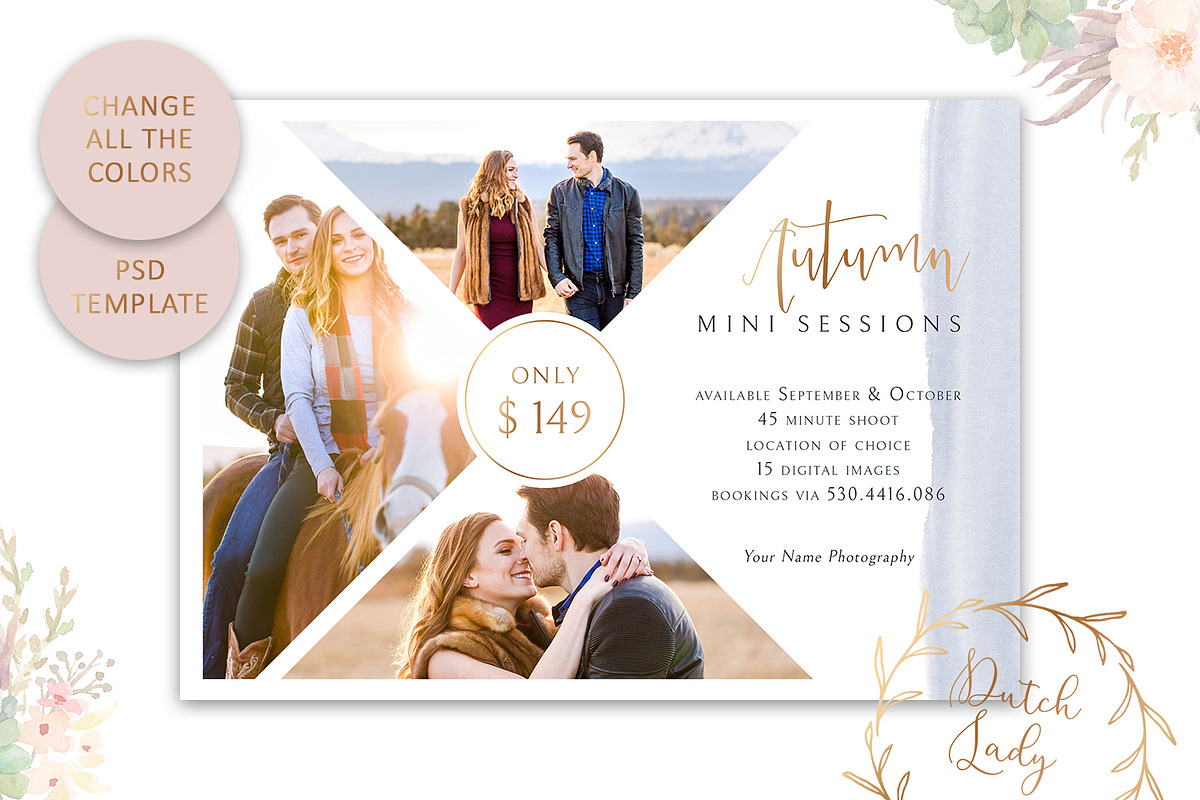 PSD Photo Session Card Template #44, a Card Template by The Dutch Lady ...